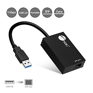 SIIG USB 3.0 to Fiber SFP Gigabit Ethernet Adapter, High Speed GB Transfer Rate (1000/100/10 Mbps), USB 3.0 Type-A to SFP Female, USB to Fiber Optic Converter, Realtek RTL8153 (JU-NE0B11-S1)