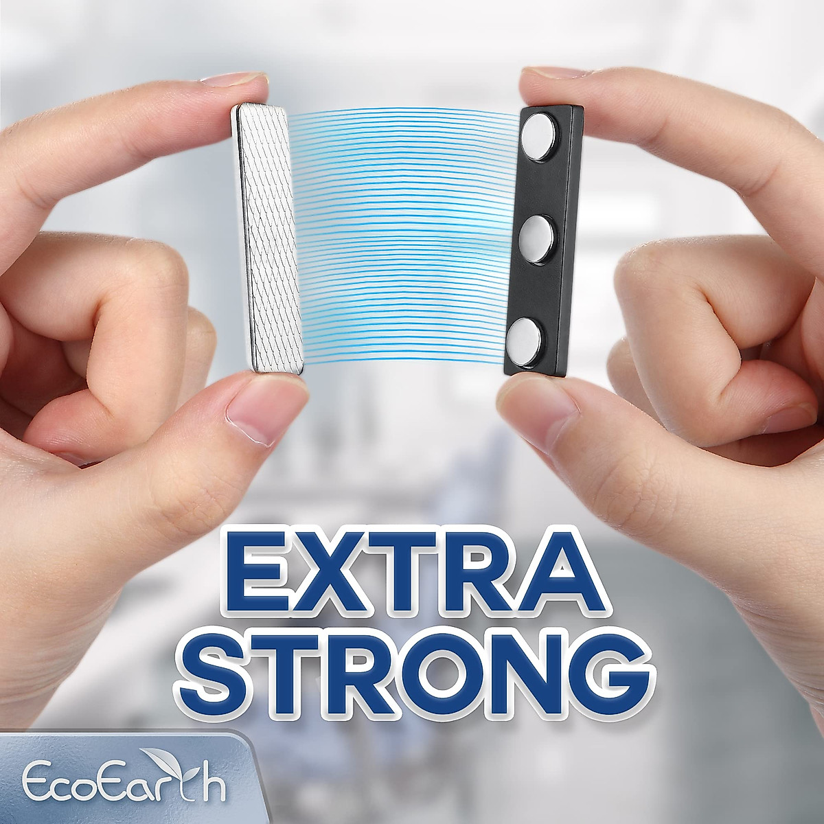 EcoEarth Name Tag Magnets (10 Badge Holder Magnets, 1.75 x 0.5 inches), Name Tag Magnet Backs w/ 3 Extra-Strong Neodymium Magnets for ID Badge Holders