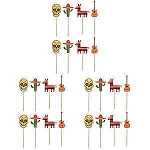 ABOOFAN Hawaiian Decor ating Hawaiian 24pcs Beautiful Guitar Insert Horse Fruit Party, Birthday (Skeleton Festival Topper Dessert Hawaii) for ating Mexican Mexican Decor