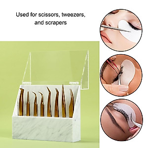 8 Holes Tweezers Holder, Acrylic Rack Storage Eyelash Extension Tools with Dust Cover Tweezer Display Stand Holder Eyelash Extension Supplies Acrylic Display Stand Tool Salon