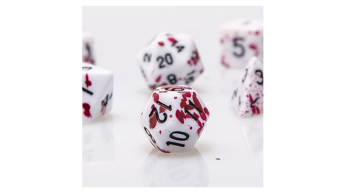 FLASHOWL Vampire Blood Splatter D&D Dice Set | RPG Gaming