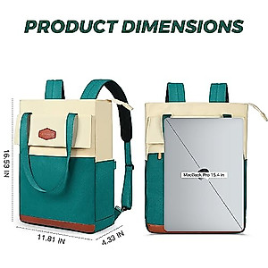 Women Backpack With Laptop Compartments & Tote Bag, 15.6Inch Waterproof Canvas Laptop Bookbag with Top Wide Open, Teacher/Nurse Computer Backpack Purse, College Work Travel Rucksack for Daily use