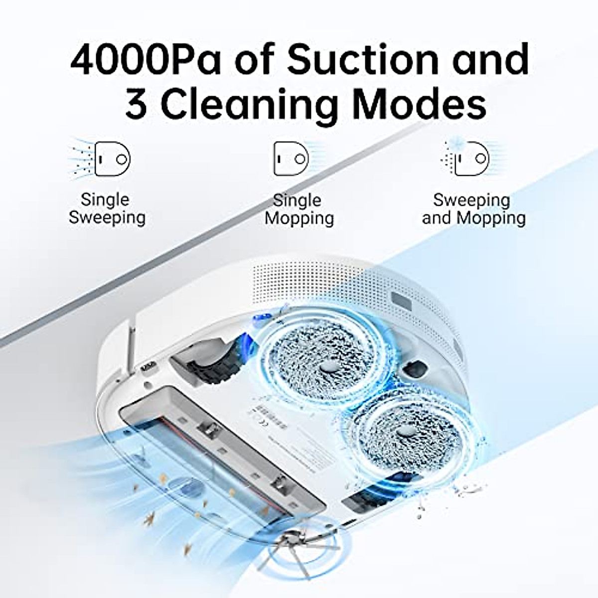 Dreametech W10 Robot Vacuum and Mop Combo, Sweeping, Mopping, Washing and Drying 4in1, White