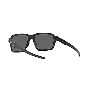 Oakley Men's OO4143 Parlay Rectangular Sunglasses, Matte Black/Prizm Black Polarized, 58 mm