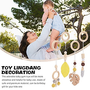 Toddmomy Wood Baby Gym with 4 Wooden Pendant Toys Wooden Gym Hanging Toys, Wooden Hanging Toys Baby Play Gym for Newborn Gift （ Yellow ）
