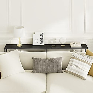 SONGXIN 70.9" Console Table,Modern Extra Narrow Long Sofa Table Behind Couch,Skinny Entry Table with Black Metal Frame for Living Room, Hallway,Classic Black