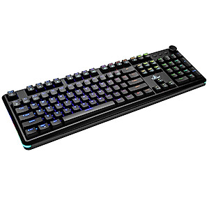 YEYIAN ASWARD Mechanical Gaming Multimedia Keyboard, 104 RGB LED Backlit 16M Color Keys, OUTEMU Red Hot-Swappable Switches, Cherry MX Equivalent, 18 Modes, 50M Keystrokes, Steel Frame, Braided Cable