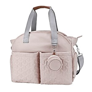 AMLESO Nappy Changing Bag Handbag mom Bag Large Storage Two Front Pockets Bag, Light Pink