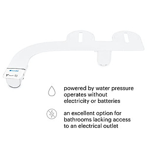 Brondell SS-150W SimpleSpa Thinline Essential Bidet Attachment for Toilet Seats with Adjustable Water Pressure, Side Arm Control, Thin Profile, White (Single Nozzle)