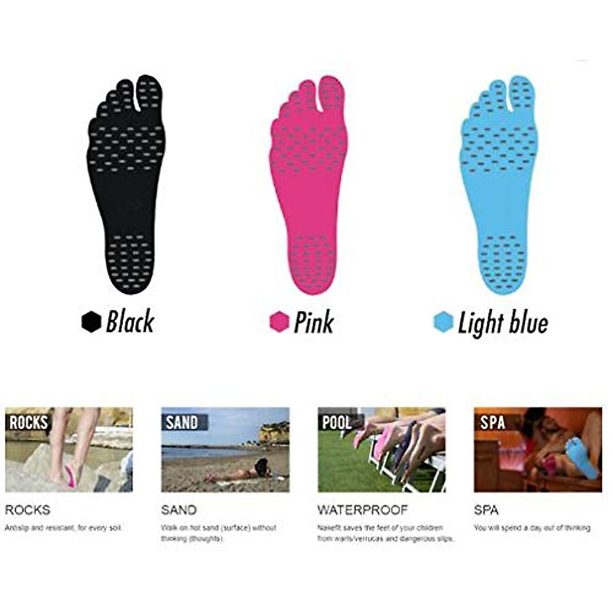 Barefoot Doobie Eco-Friendly Foot Adhesive Pads Outdoor Indoor Recreation for Hot Sand, Pool, Park, Lawn, Street, Spa, Non Slip Yoga Socks Flexible Feet