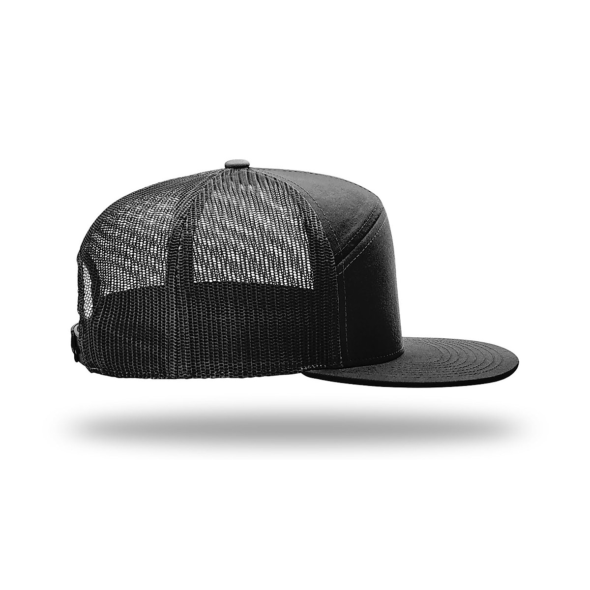 Richardson 168 Hat 7-Panel Trucker Cap Hi-Pro Snapback Cap Adjustable Baseball Hat Blank Hat Bulk Hats - Black