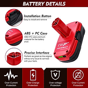 2Packs 19.2V C3 3.0Ah Replacement for Craftsman 19.2V Battery Compatible with Craftsman 19.2 Volt Lithium ion XCP 130279005 1323903 11375 130211004 315.115410 315.11485 Cordless Power Tools (Red)