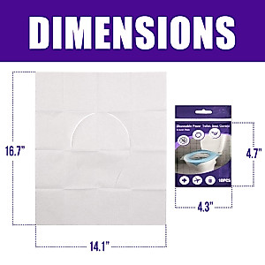 Disposable Toilet Seat Covers Travel Pack-Virgin Disposable, Flushable, Toilet Seat Covers for Kids, Toddlers, and Adults for Use During Travel, Potty Training. (50 Count)