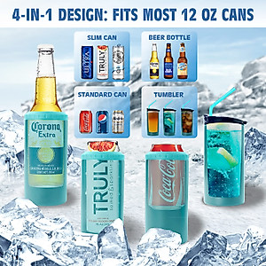 SANDJEST Mom Tumbler and Can Cooler - 4 in 1 Design Mom Juice Travel Mug Fits for Most 12oz Skinny Can Beer Bottles - Gifts for Mothers from Daughter, Son on Birthday, Mothers Day, Christmas