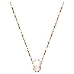 SWAROVSKI Sparkling Dance North Pendant Necklace, Clear Round Cut Crystals on a Rose-Gold Tone Finish Cage Setting, Part of the Sparkling Dance Collection