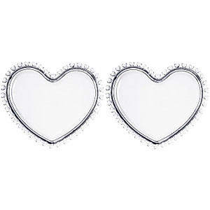 Sizikato 2pcs Clear Glass Dessert Plates with Heart Trim, Heart Shaped Glass Snack Tray Fruit Plate, 7-Inch