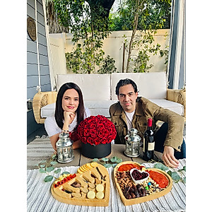 Bamboo Heart Charcuterie Board Set with knife set – Cheese Tray for Serving Cheese, Crackers, and Appetizers at Parties – Best gift for weddings birthdays valentines, anniversaries, and much more