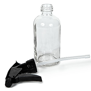 Vivaplex, 2, Large, 8 oz, Empty, Clear Glass Spray Bottles with Black Trigger Sprayers