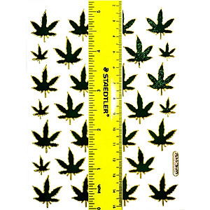 PARITA Stickers Green Pot Leaf Plant Marijuana Cannabis Hemp Cartoon Stickers Decal Art Label Glue Crafts Design Scrapbooking Calendar Diary Photo Book for Teacher Children Kids (Pack 6 Sheets.) (08)