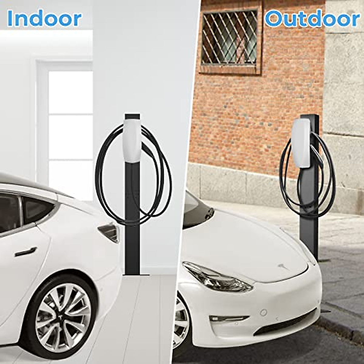 eMACROS EVSE Wall Connector Pedestal -Mounted EV Charging Station EV Charger Pedestal for Tesla for Tesla Gen 3 Wall Connector