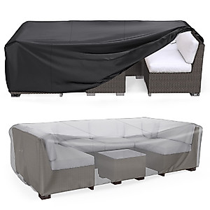 Patio Furniture Set Cover Waterproof, Mrrihand Outdoor Sectional Sofa Set Cover Heavy Duty 600D Table and Chair Set Cover 124" L× 70.8" W× 29.1" H