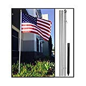 Flags Importer 10ft Aluminum (Silver) Outdoor Pole with Ground Spike - Silver