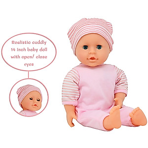 Interactive Talking Baby Doll Doctor Set Toy Pack for Kids – 14” Doll with Lights, Sound Effects, Pretend Play Dr Checkup Accessories – Pink Newborn Hospital Care Nursing Playset for Toddler Girl 3+