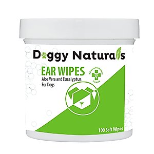 Pet Health Pharma Dog Ear Cleaner Wipes with Aloe and Eucalyptus (100 Count) - Otic Cleanser for Dogs (Made in U.S.A) (100ct Wipes with Aloe & Eucalyptus)