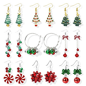 Christmas Stud Earrings Set Christmas Tree Santa Claus Candy Snowman Sonwflake Wreath Xmas Party Gift Christmas Jewelry