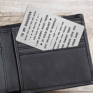 Daughter Birthday Card Gifts - I Love You Daughter from Dad - Daughter Birthday Wedding Engraved Wallet Card Gifts for Girl
