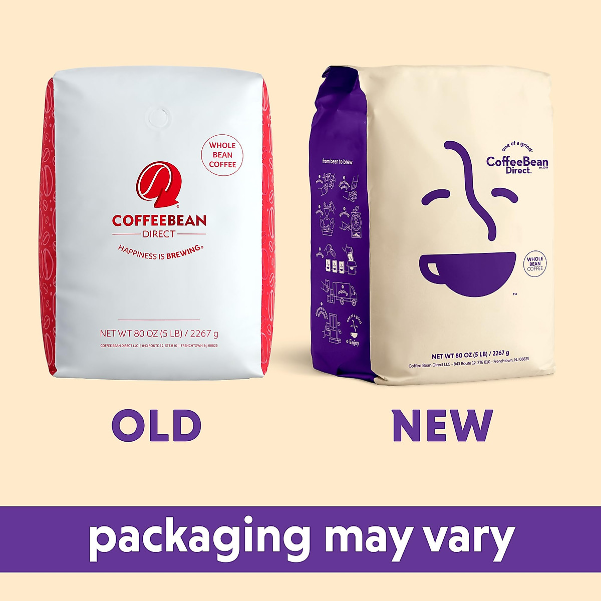 Coffee Bean Direct French Vanilla Flavored, Whole Bean Coffee, 5-Pound Bag