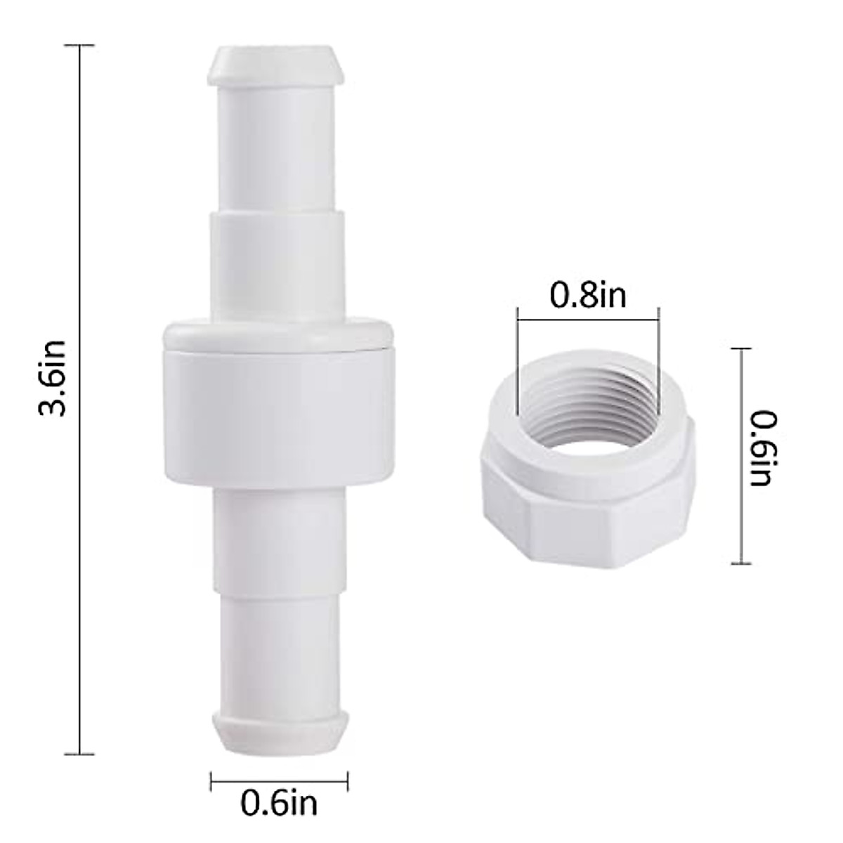 ATIE 280, 380, 180 Pool Cleaner Hose Swivel D20 and Hose Nut D15 Combo Kit Replacement For Zodiac Polaris 280, 380, 180 Pool Cleaners (2 Pack)