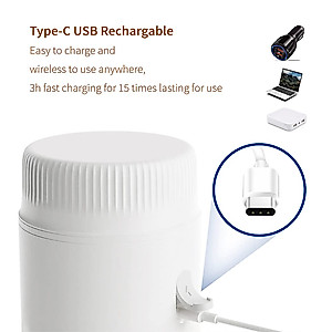 NDMUS 3 in 1 Portable Blender 12oz Juicer Machine with USB Type-C Rechargeable Multifunctional Juice Cup for Shakes and Smoothies, White, 90x170x230mm (MN550A)