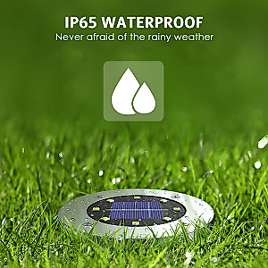 OULONGER Solar Ground Lights 8 Packs, Solar Lights Outdoor Bright 8 LED Disk Lights Garden Waterproof Patio In-Ground Lights for Lawn, Pathway, Yard, Driveway, Step and Walkway White Light