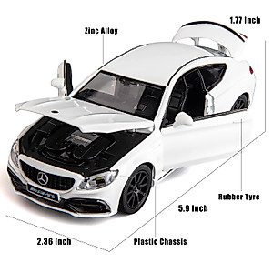RMZ City Compatible for 1:32 Mercedes C63 AMG Model, Diecast Alloy Pull Back Toy Car with Sound and Light Toy for Girls and Boys Kids Toys Pink