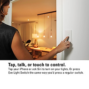 Eve Light Switch – Connected Wall Switch (Apple HomeKit), single, alternating & cross switches, compatible with multi-location setups, schedules, no bridge required, Bluetooth,Thread