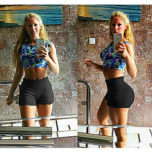 Women Yoga Shorts Ruched Booty High Waisted Gym Workout Shorts Butt Lifting Hot Pants Black