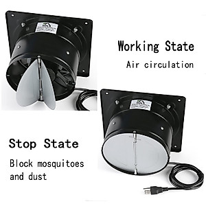 Nalle 8 inch Exhaust Fan 80W 500CFM Through-wall installation Ventilation Fan 110V Exhaust Smoke Fan Ventilation with Power Cord for Kitchen,Bathroom,laundry room,Toilets,Garage (Black