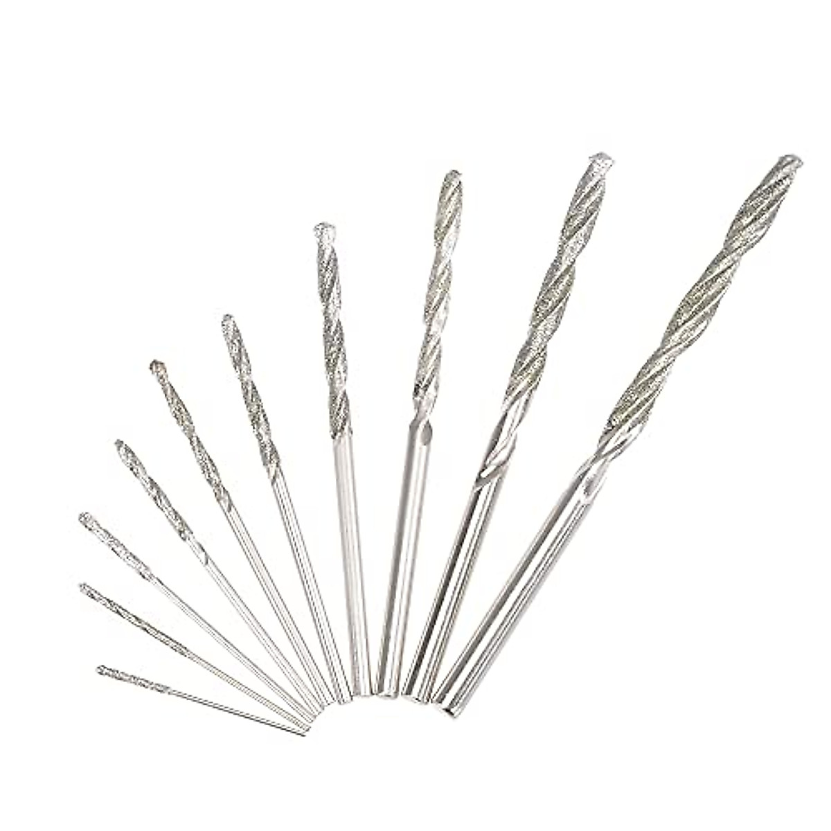 uxcell 0.8mm - 4.0mm Diamond Twist Drill Bit Set High Speed Steel for Glass Seashells Stone Tiles Set of 10pcs