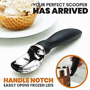 Spring Chef Ice Cream Scoop with Comfortable Handle, Black