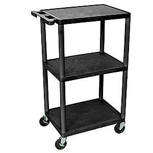 Luxor Mobile Multipurpose Utility Storage Audio Video Presentation Cart with 3 Shelves - Black