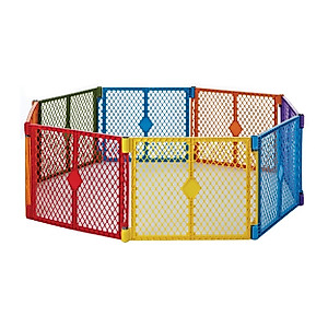 Toddleroo by North States Superyard Colorplay 8 Panel Free Standing Play Yard, Indoor or Outdoor Baby Playpen, Baby Gate. Made in USA. 6.5 feet corner to corner play pen (26" Tall, Multicolor)