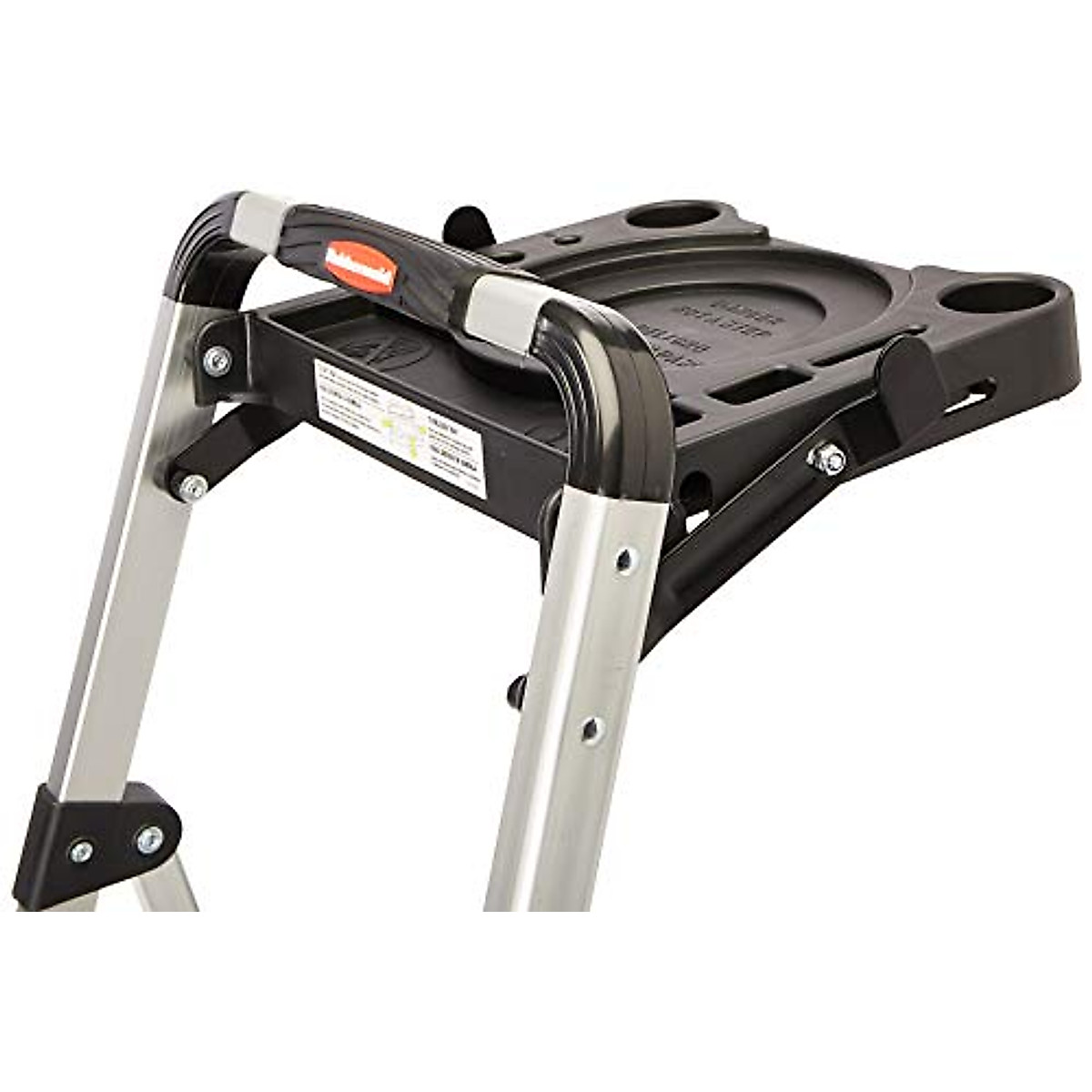 Rubbermaid RM-SLA3-T 3-Step Lightweight Aluminum Folding Step Ladder with Project Tray, 225 lb Capacity, Gray