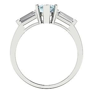Clara Pucci 2 ct Marquise cut 3 stone Solitaire Blue Simulated Diamond Engagement Promise Anniversary Bridal Ring 18K White Gold 5.75