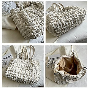 Tote Bags for Women Girls, Soft Shoulder Bags Fashion Hobo Bags Large Purse and Handbags (White)