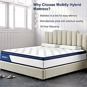 Molblly King Mattress, 12 Inch Innerspring Mattress in a Box,Ultimate Motion Isolation Individually Wrapped Pocket Coils Mattress,Pressure Relief, Cool King Bed Mattress