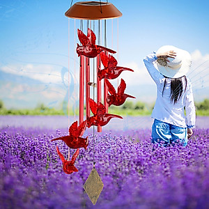 Cardinal Wind Chime Solar Garden Cardinal Gifts for Women Gift for Women Solar Cardinal Gift Memorial Wind Chimes Birthday Gifts for Grandma Solar Cardinal Garden Light Gift Women Gift