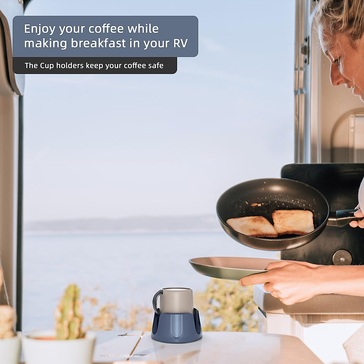 Anti-Spill Cup Holder, Drink Coaster Fits Drink for RV Home Office Outdoors with Anti-Slip Mat and Magnetic Pad