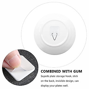 DOITOOL 50pcs Multi- use Plate, Restaurant X. White Self- Hooks Plate Dishes Fixing Decorative Hanger, Home Invisible Hanger Supplies Kitchen Adhesive Wall Holders. for Sticky Square Art