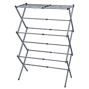 Finnhomy Pre-Assembled Clothes Drying Rack, Drying Rack Clothing, Expandable Laundry Drying Rack, Towel Rack for Indoor and Outdoor Use, 41.3" x 29.5" x 15", Grey